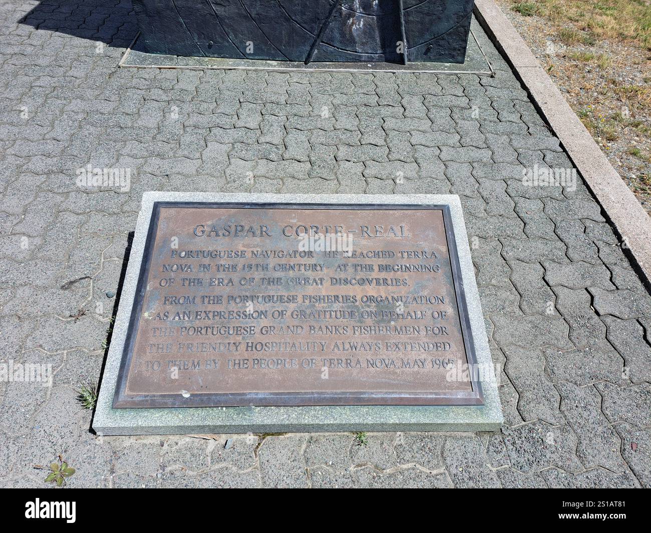 Plaque for statue of Gaspar Corte-Real Portuguese explorer on Prince ...