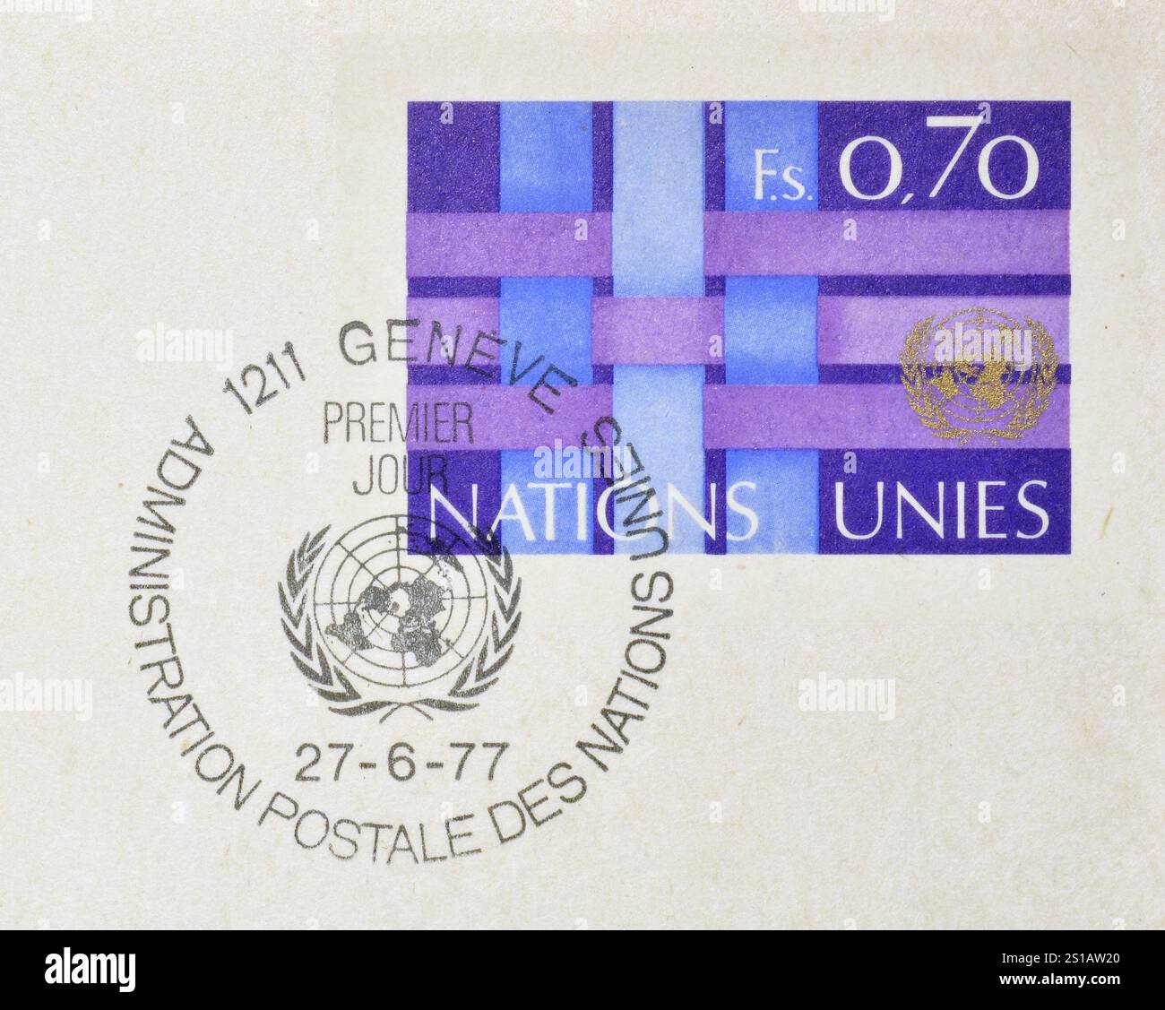 Cancelled postage stamp printed by United Nations, that promotes United ...