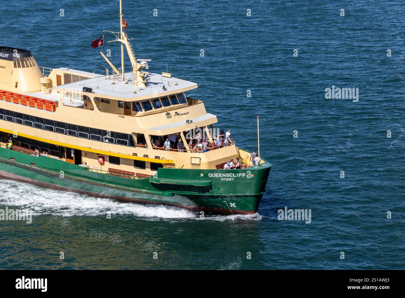 Sydney ferry the MV Queenscliff on Sydney Harbour with passengers at ...