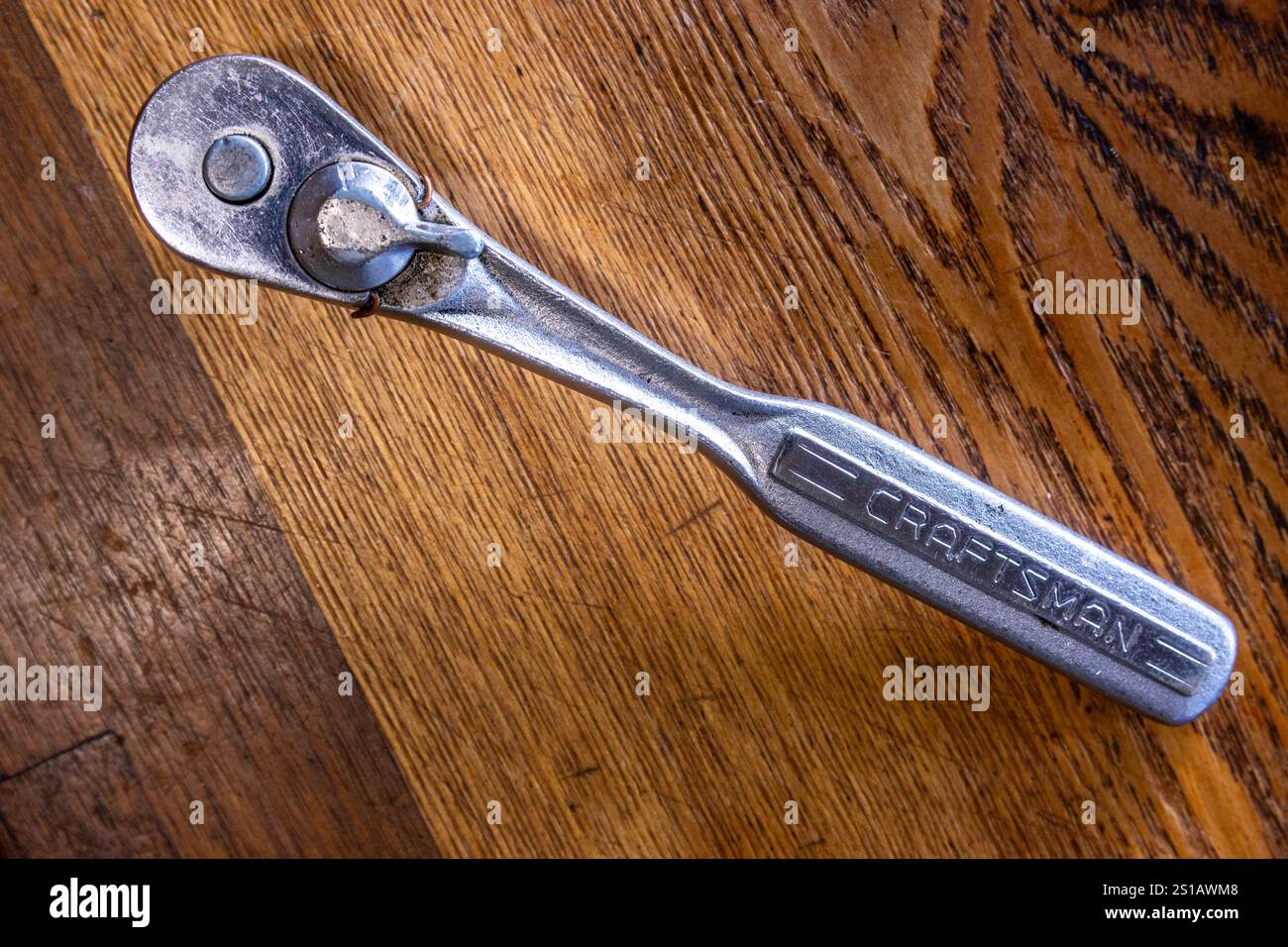 An old Sears Craftsman three eighths in ratchet on an 1885 wooden desk ...