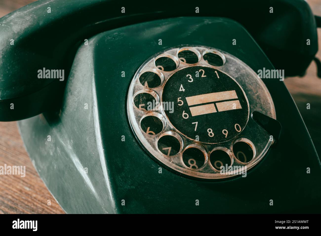 Retro phone with rotary dial. Vintage telephone old style, close up ...