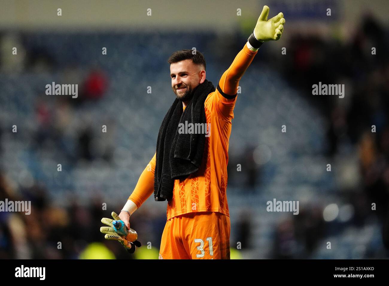 Rangers goalkeeper Liam Kelly celebrates after the William Hill ...