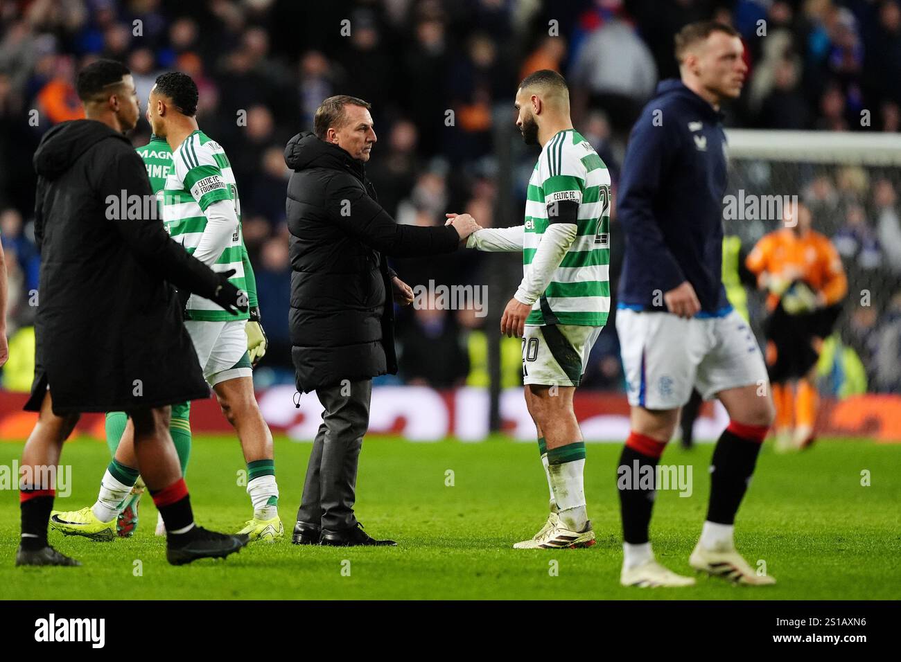 Celtic manager Brendan Rodgers (centre left) and Celtic's Cameron ...