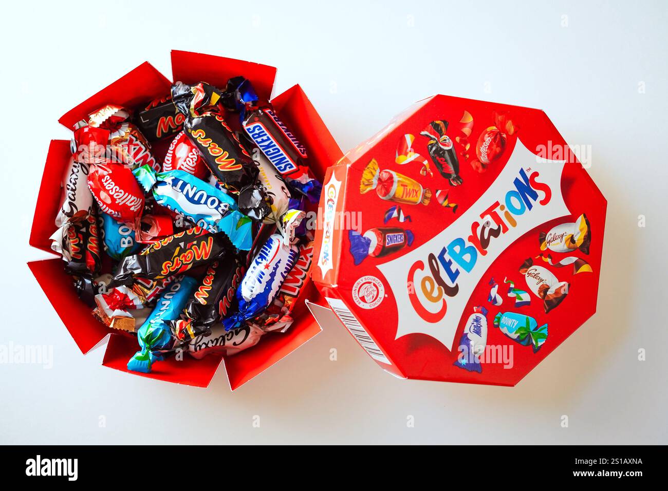 The box of assortment of mini chocolates: SNICKERS, MARS, TWIX, BOUNTY ...