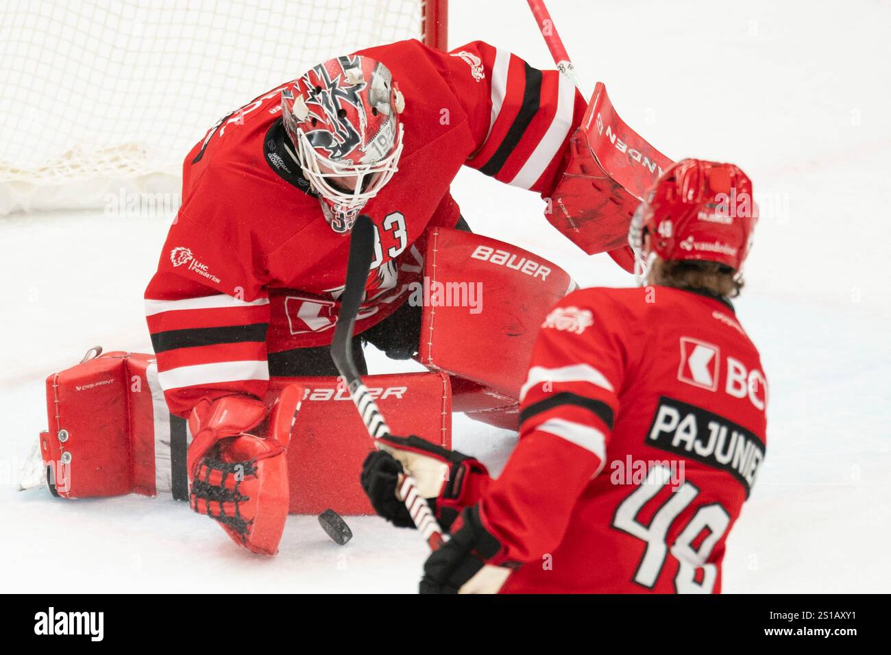 Lausanne, Switzerland. , . Kevin Pasche (goalkeeper) of Lausanne HC #33 ...