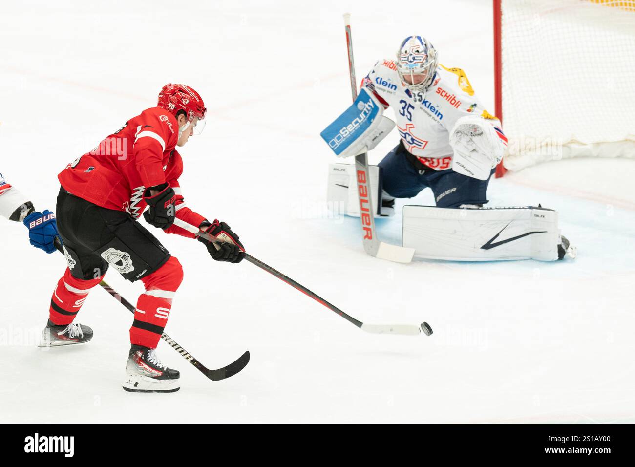 Lausanne, Switzerland. , . Theo Rochette (offense) of Lausanne HC #90 ...