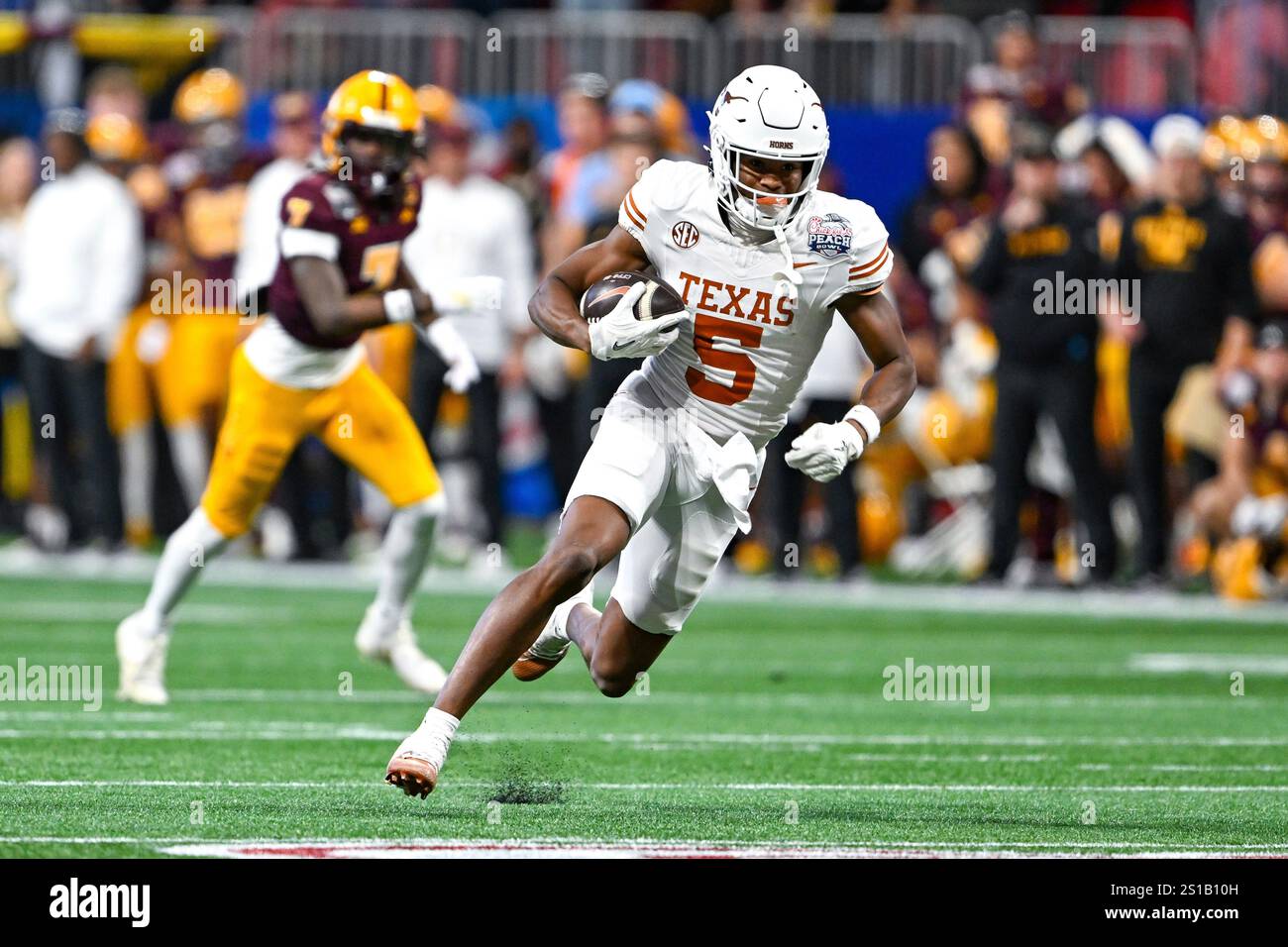 ATLANTA, GA – JANUARY 01: Wide Receiver Ryan Wingo #5 of the Texas ...