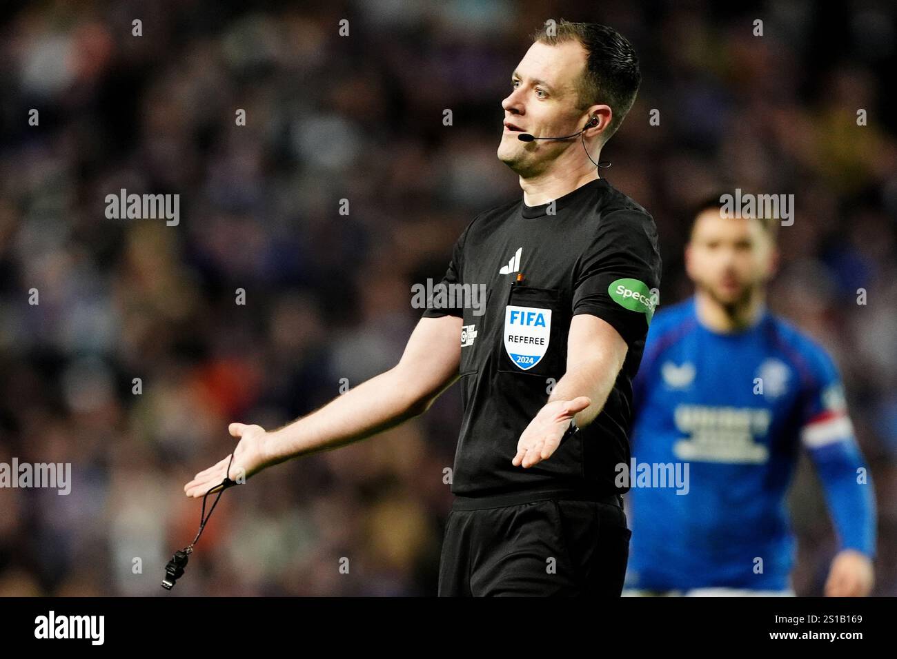 Referee Don Robertson during the William Hill Premiership match at ...