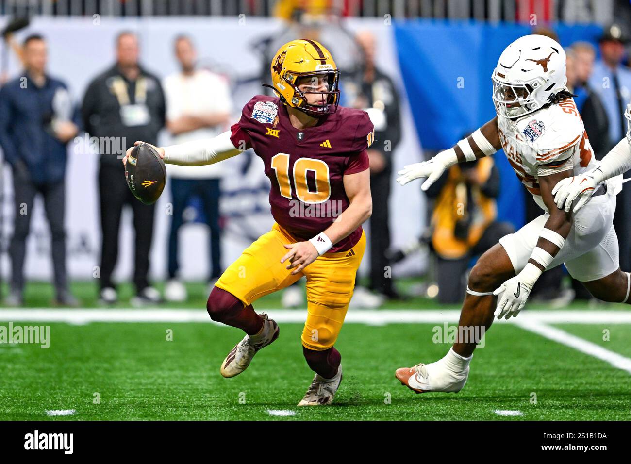 ATLANTA, GA – JANUARY 01: Quarterback Sam Leavitt #10 of the Arizona ...