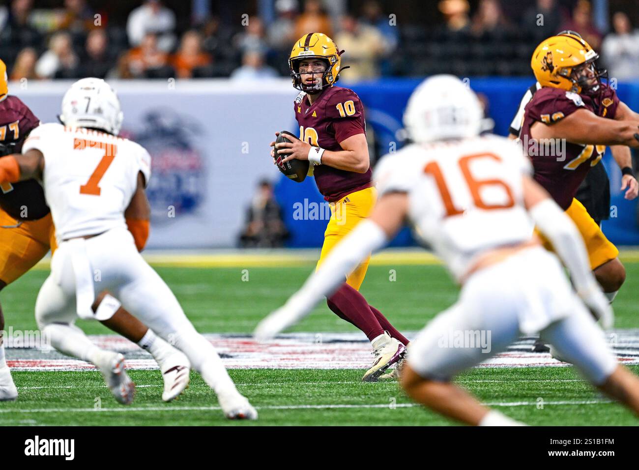 ATLANTA, GA – JANUARY 01: Quarterback Sam Leavitt #10 of the Arizona ...