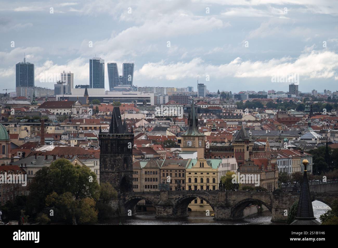 Cityscape of Prague, Czech Republic with historic architecture and ...