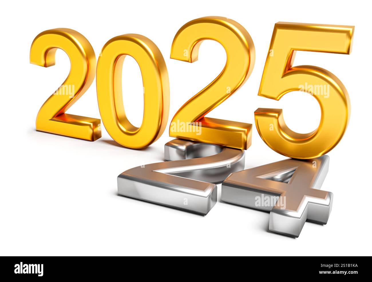New year holiday concepts. Number 2025 over old 2024 isolated on white ...
