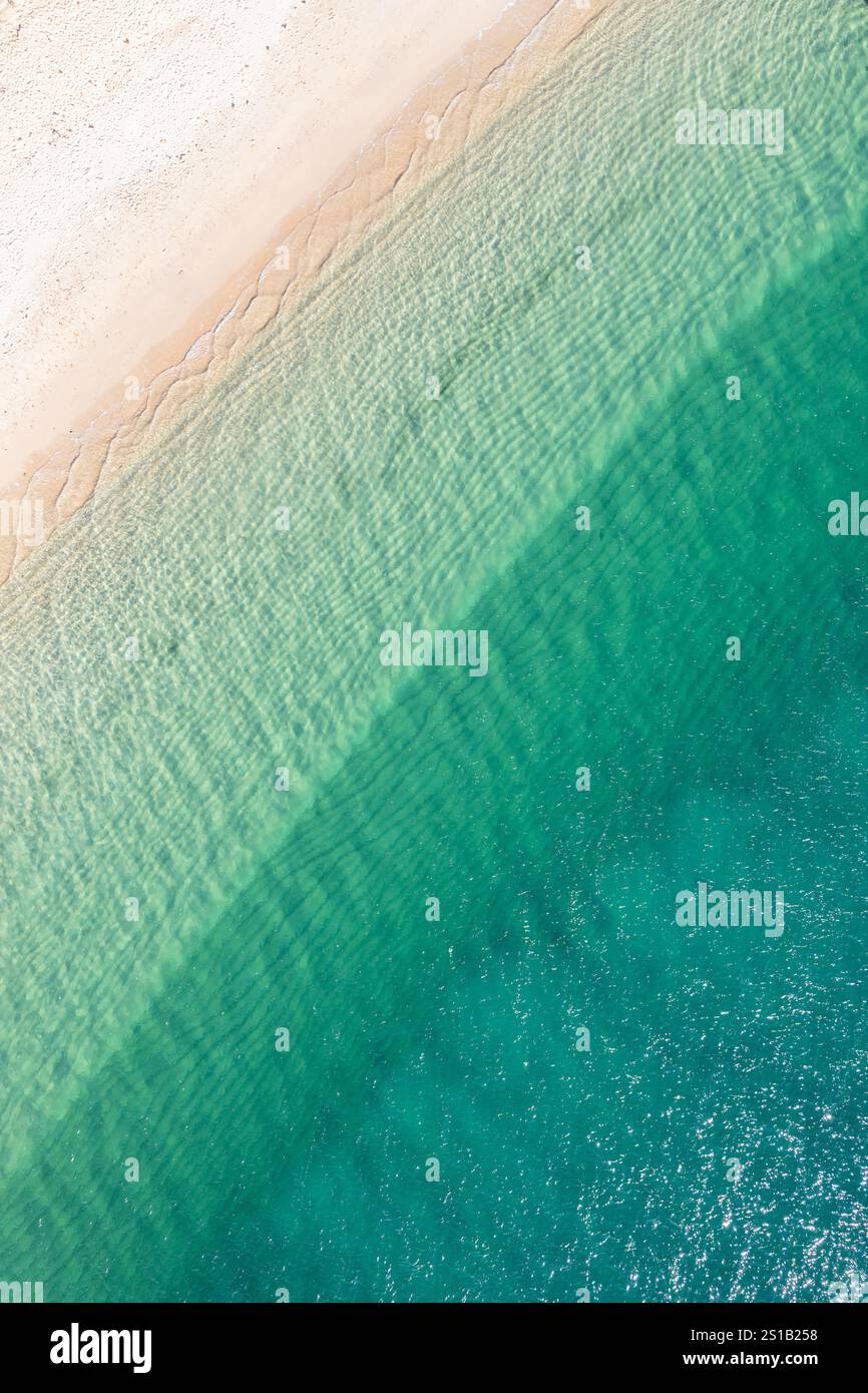 aerial view with drone of a beach in Rias Baixas, Galicia. Spain ...