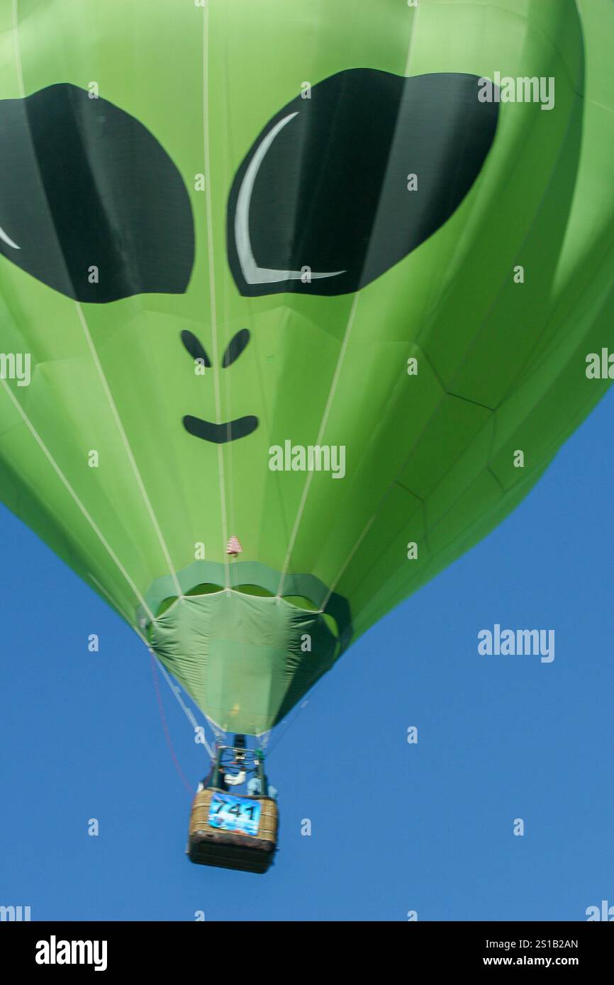 Alien hot air balloon flying high above Albuquerque, New Mexico Stock ...