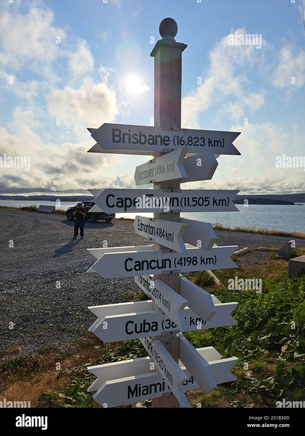 Directional signs to various cities from Green Point Lighthouse in Port ...