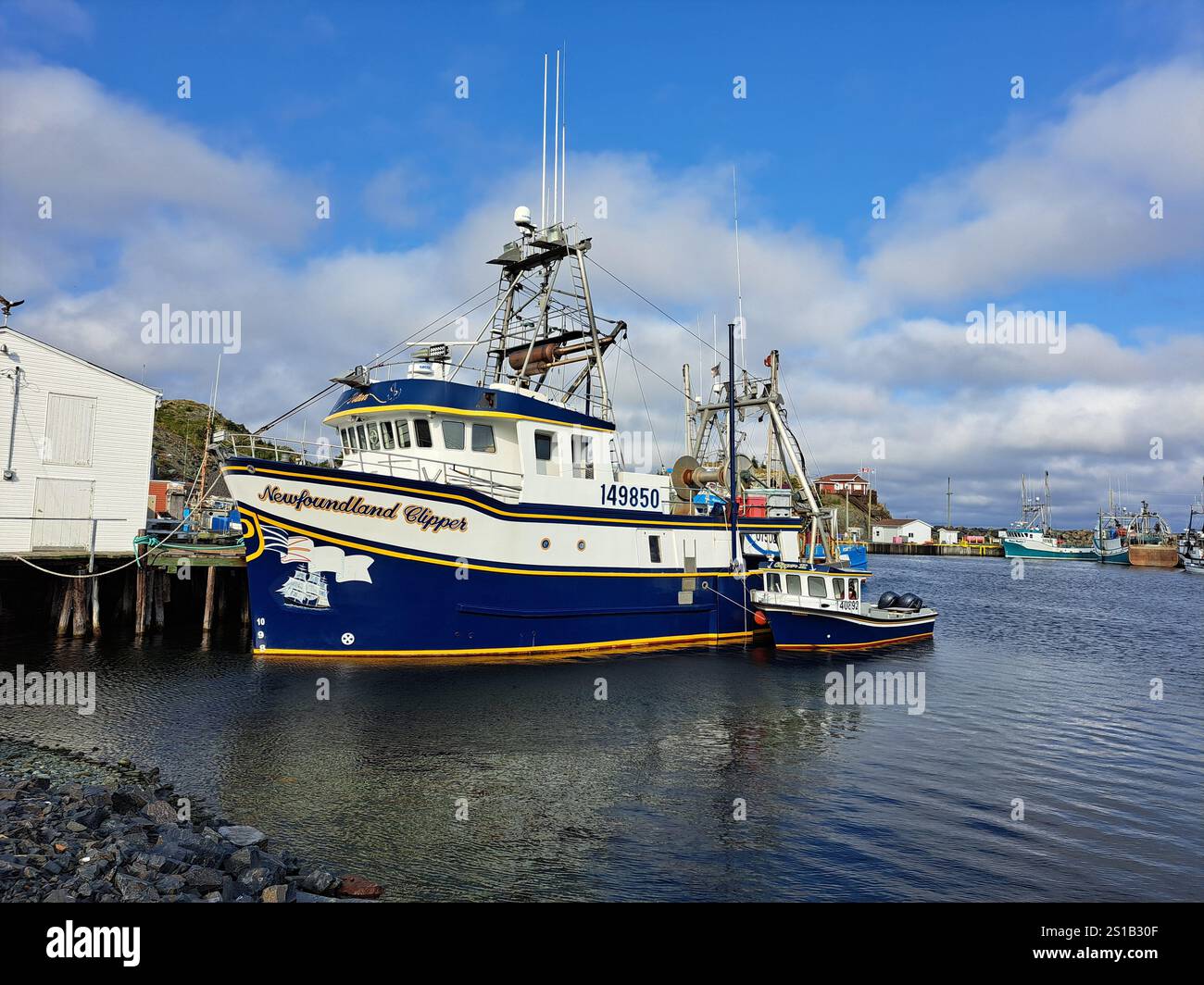 Newfoundland Clipper boat tied up in Port de Grave, Newfoundland ...
