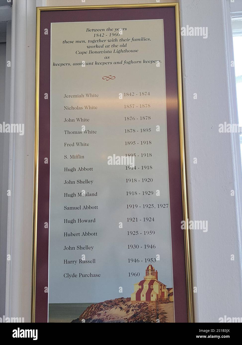 List of light keepers sign at Cape Bonavista Lighthouse in Bonavista ...