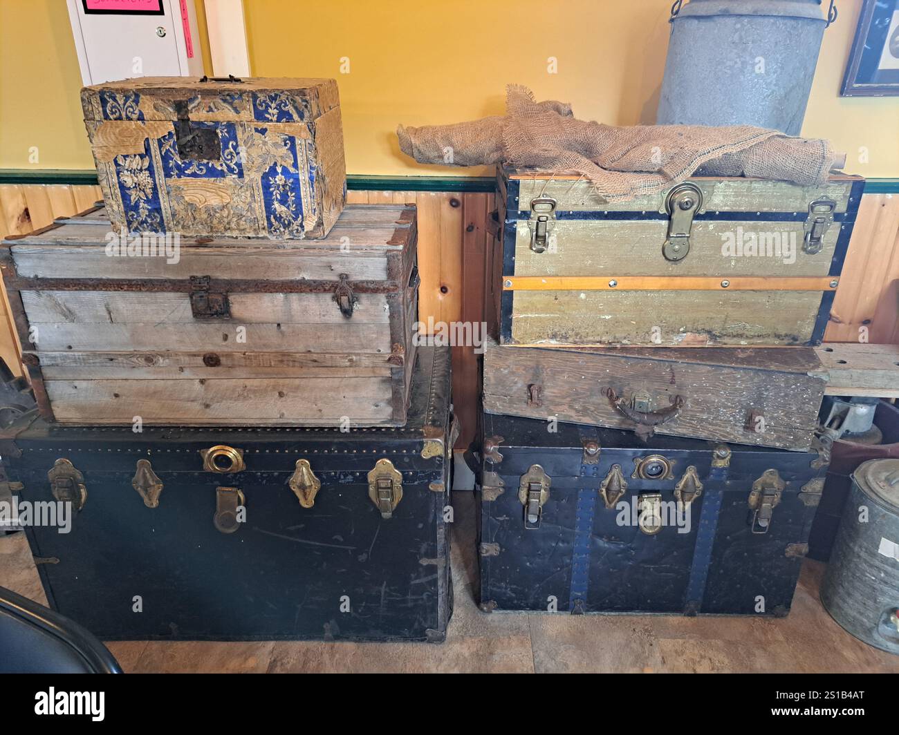 Steamer trunks inside Avondale Railway Museum in Newfoundland ...
