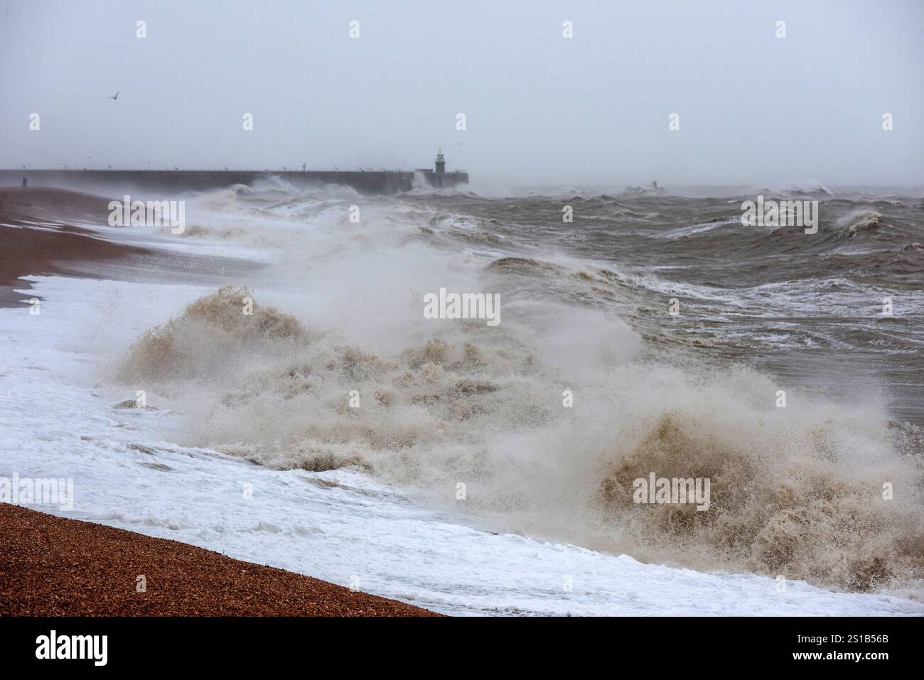 Folkestone, January 1st 2025: High winds on the seafront Stock Photo ...
