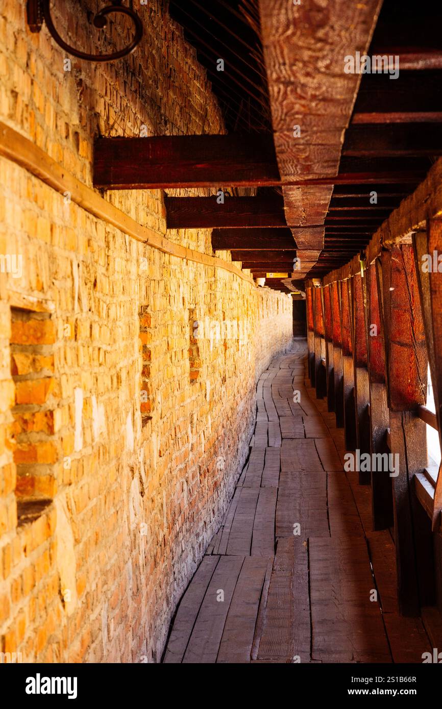 SIBIU (ROMANIA) - The medieval walkway along Strada Cetății is part of ...