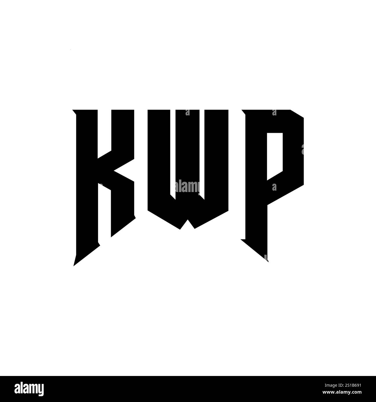 KWP letter logo design for technology company. KWP logo design black and white color combination ...