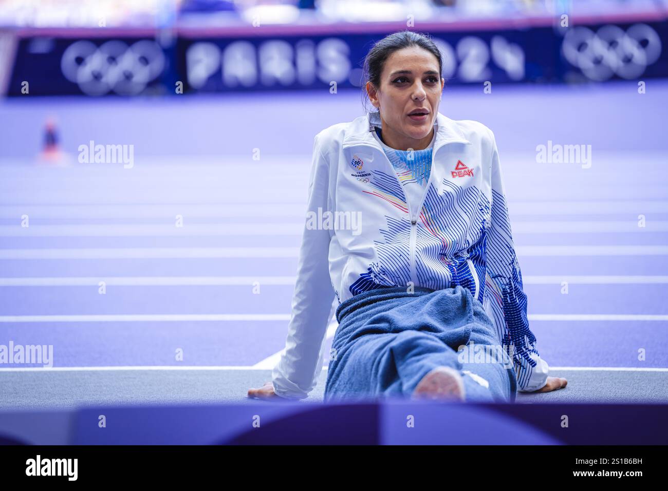 Daniela Stanciu participating in the high jump at the Paris 2024 ...