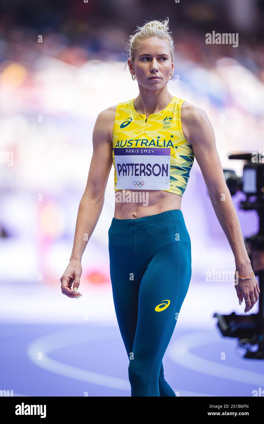 Eleanor Patterson participating in the high jump at the Paris 2024 ...