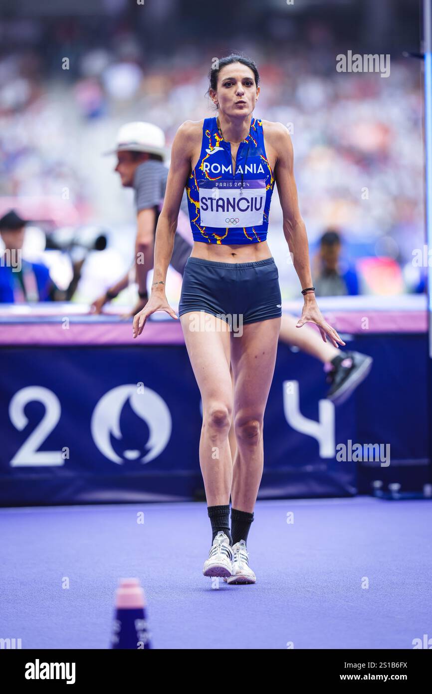 Daniela Stanciu participating in the high jump at the Paris 2024 ...