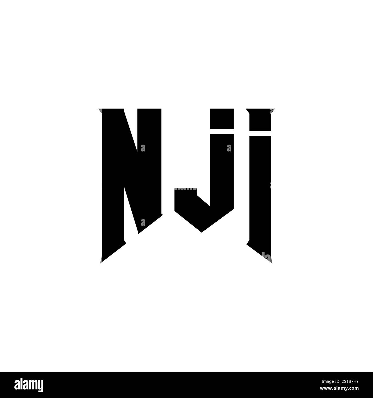 NJI letter logo design for technology company. NJI logo design black and white color combination ...