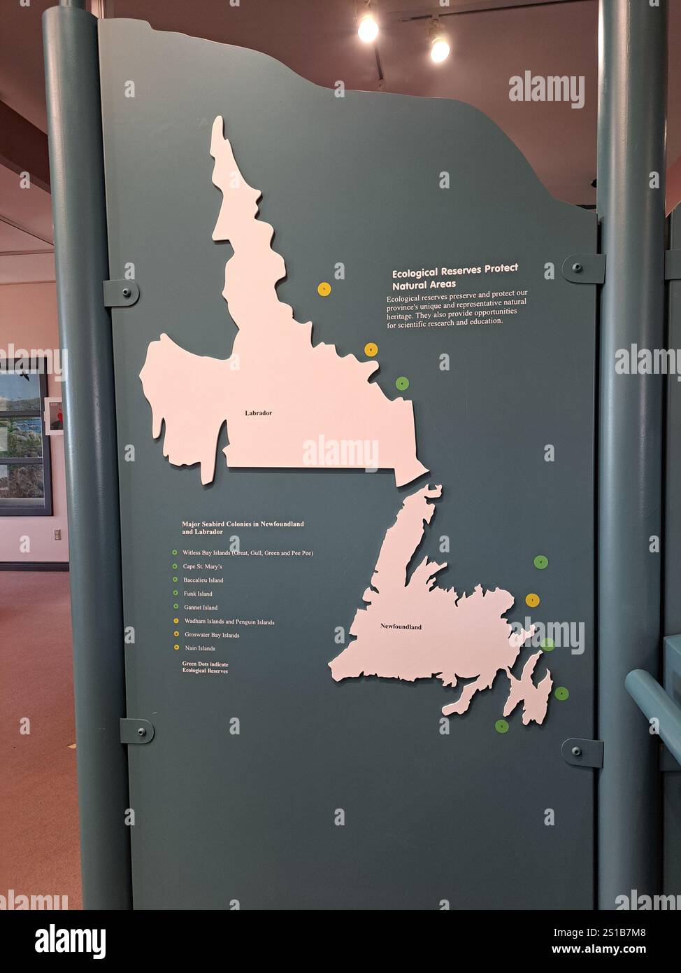 Ecological reserves sign inside Wildlife discovery centre at Salmonier ...