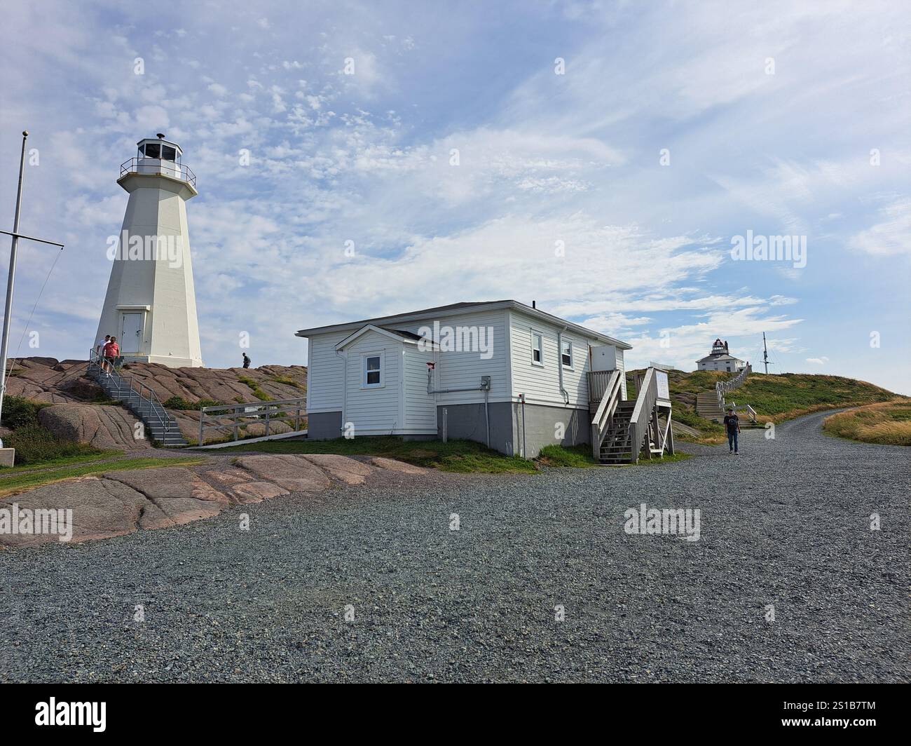 Modern lighthouse at Cape Spear Lighthouse National Historic Site in St ...