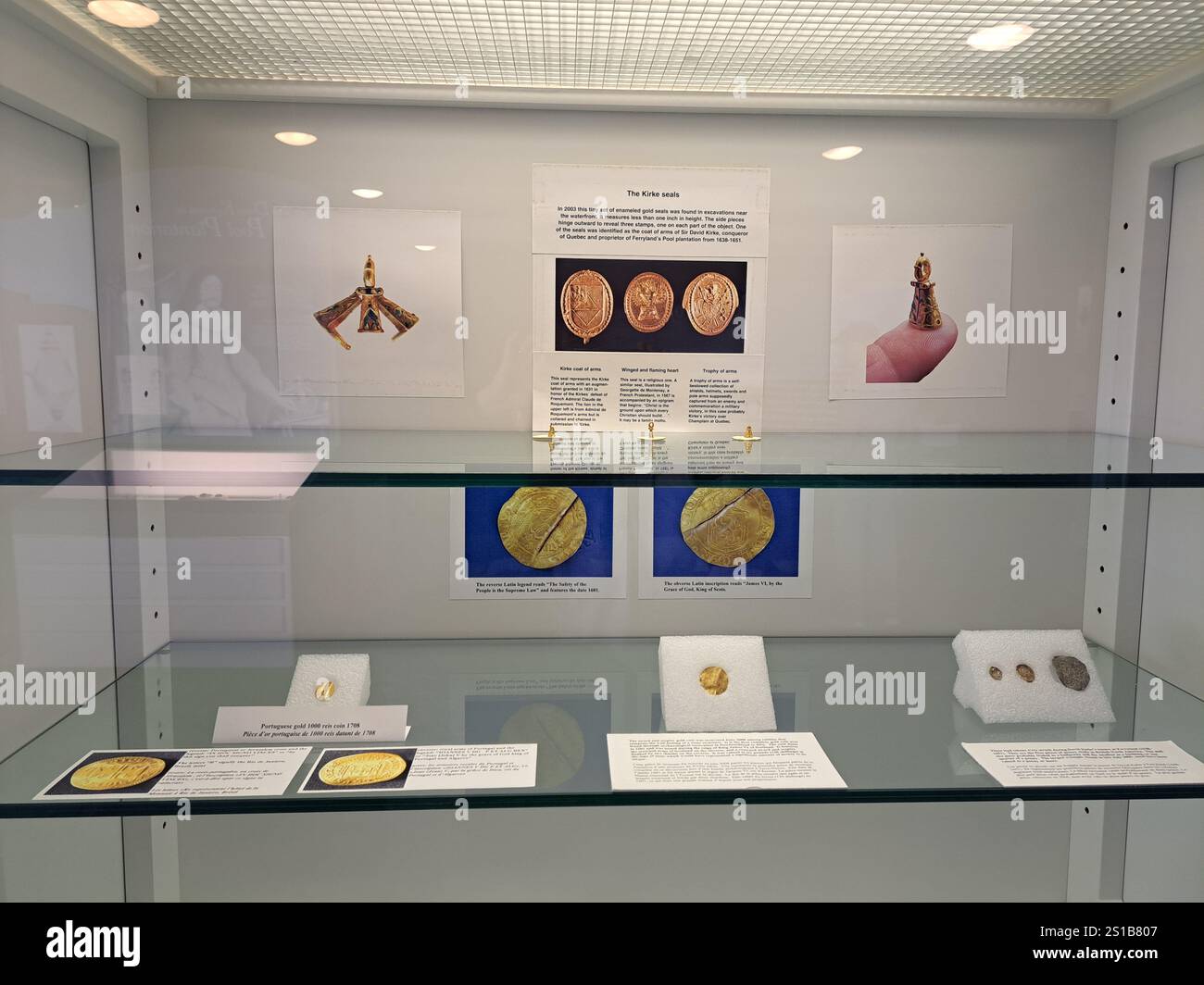 Gold coins display at Colony of Avalon visitors centre on The Pool Road ...