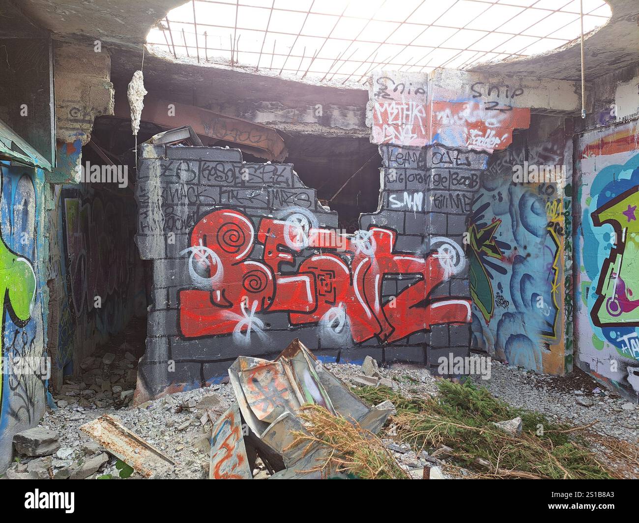 Rusty rebar at Red Cliff Radar Station in Logy Bay-Middle Cove-Outer ...