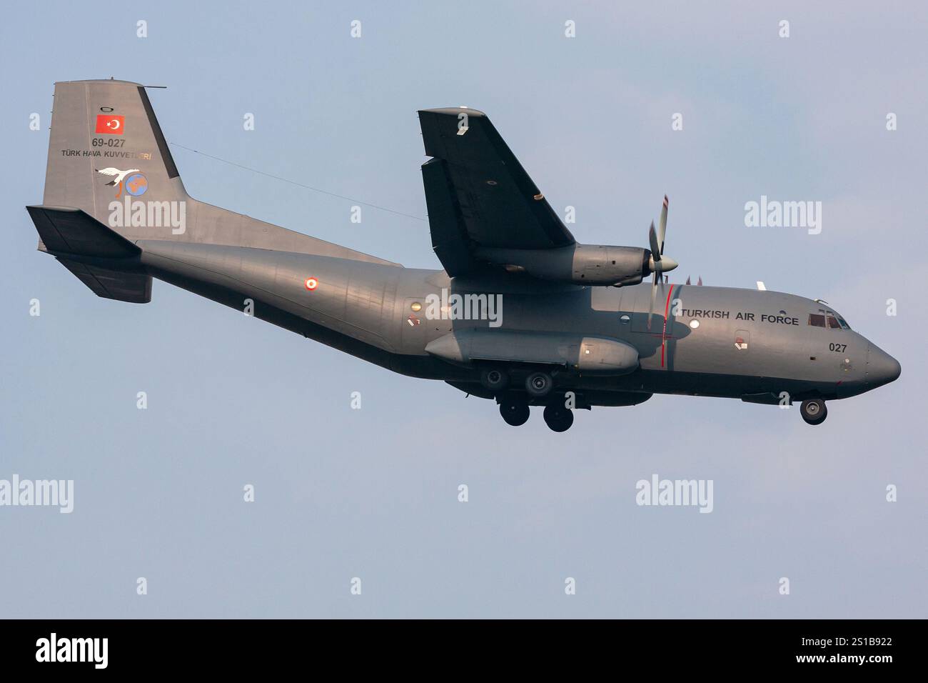 Turkish Air Force Transall C-160D with registration 69-027 on final for Brussels Airport Stock ...