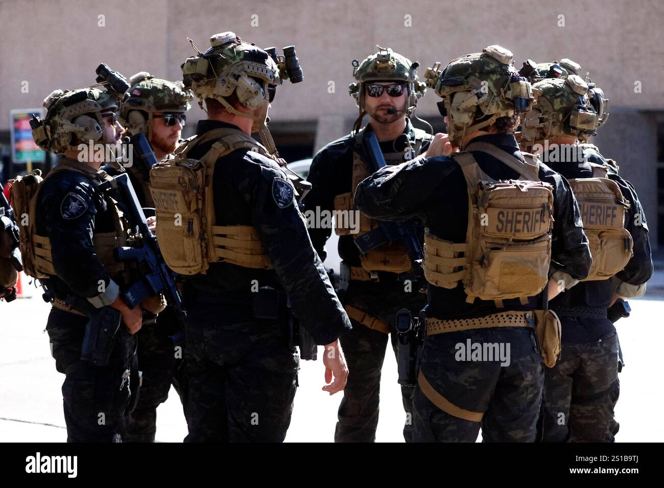 Local SWAT teams patrol outside the Caesars Superdome ahead of the ...