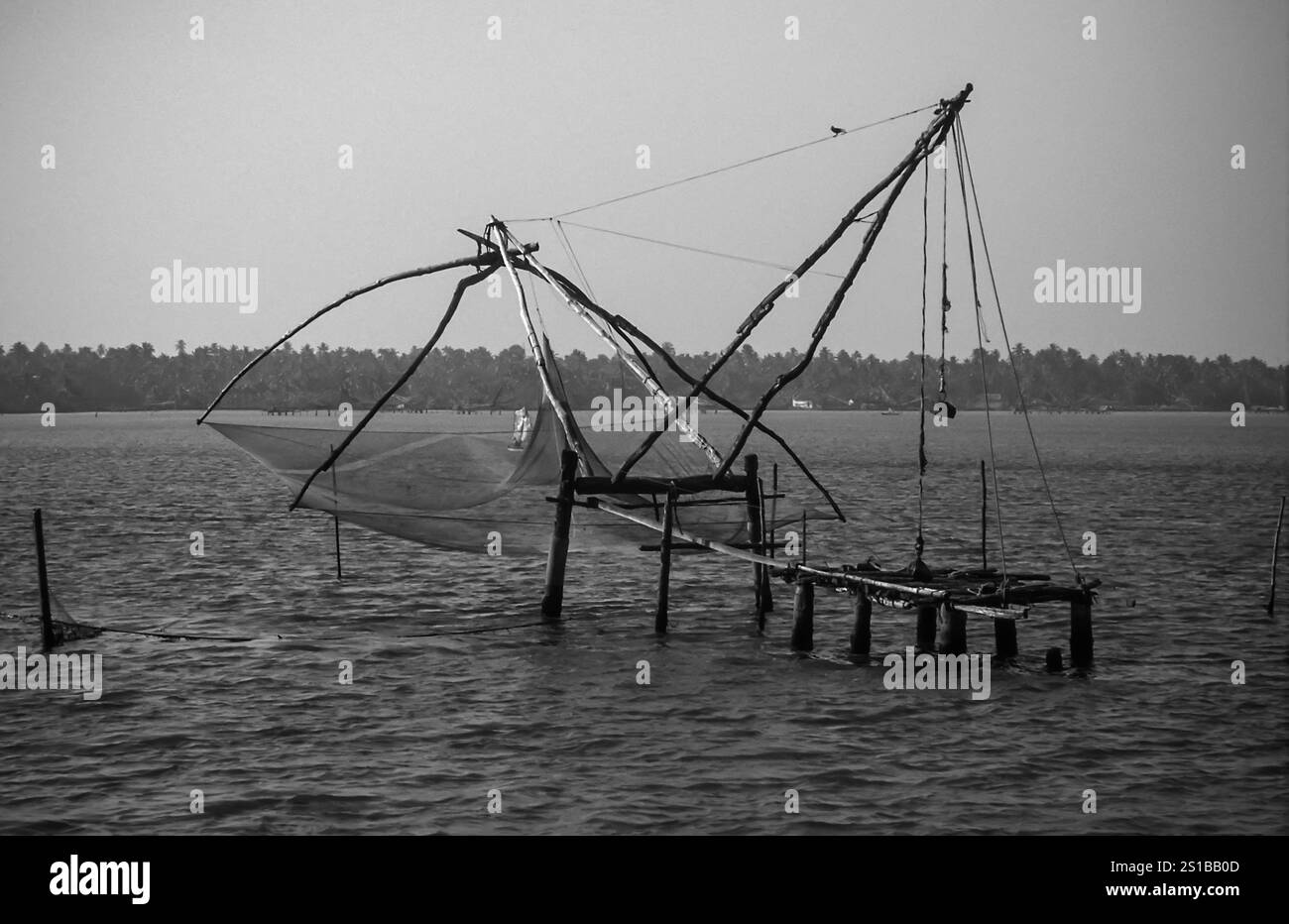 Historic fishing trap in Kerala, picture taken 1990 Stock Photo - Alamy