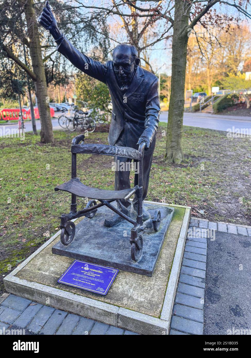 A bronze statue of Captain Sir Tom Moore, a British army captain and ...