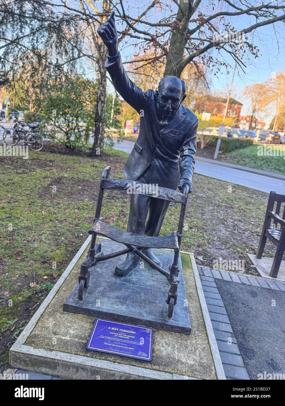 A bronze statue of Captain Sir Tom Moore, a British army captain and ...