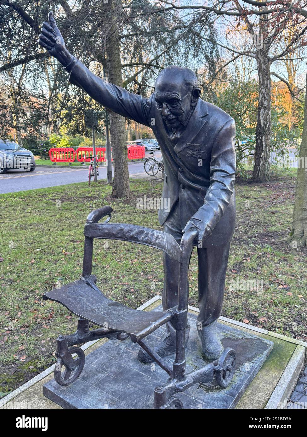A bronze statue of Captain Sir Tom Moore, a British army captain and ...