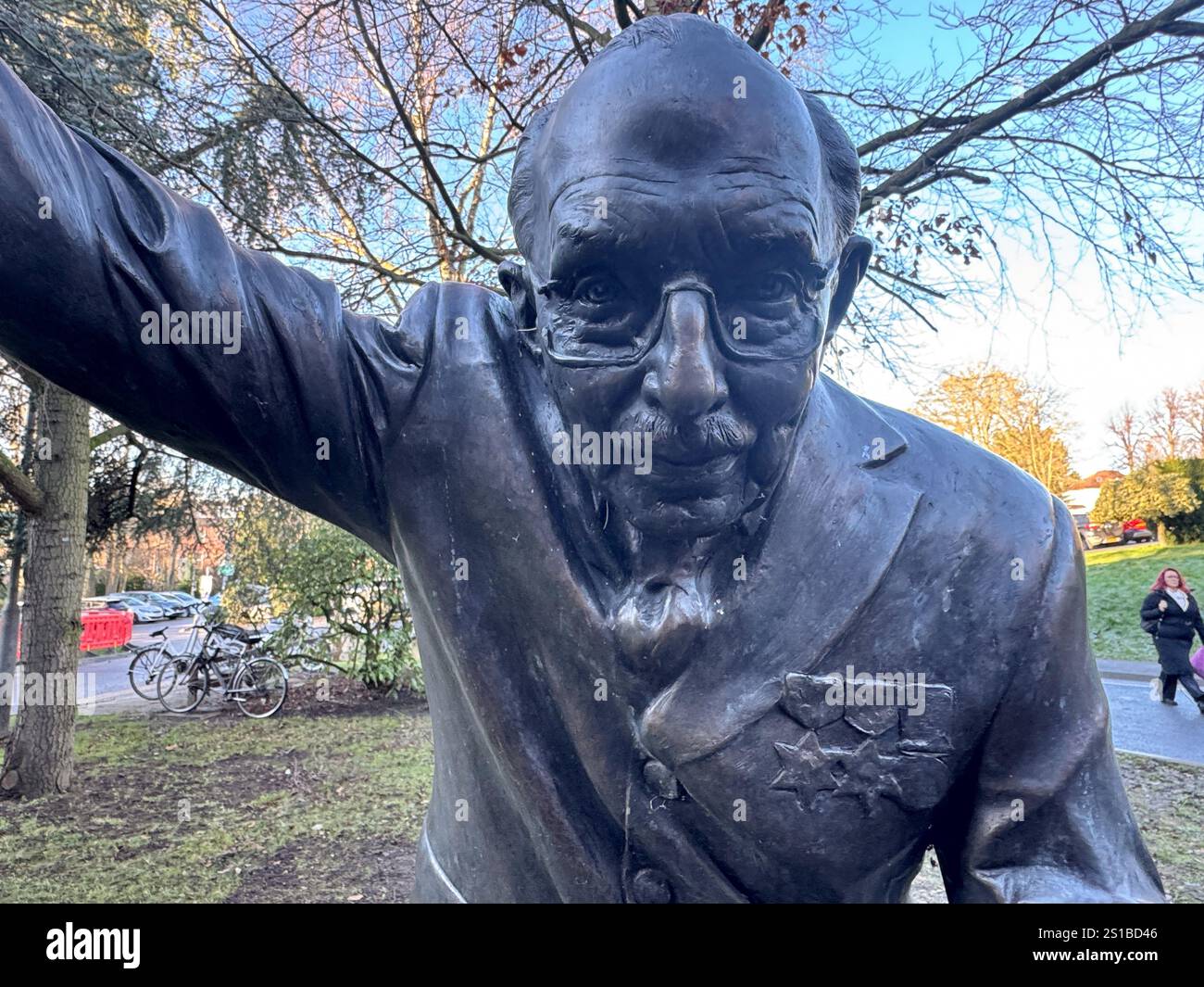 A bronze statue of Captain Sir Tom Moore, a British army captain and ...