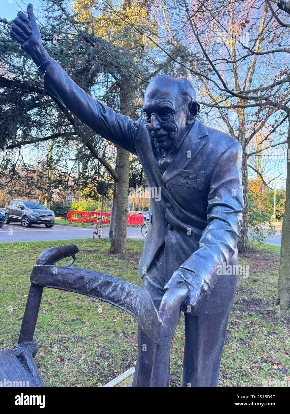 A bronze statue of Captain Sir Tom Moore, a British army captain and ...