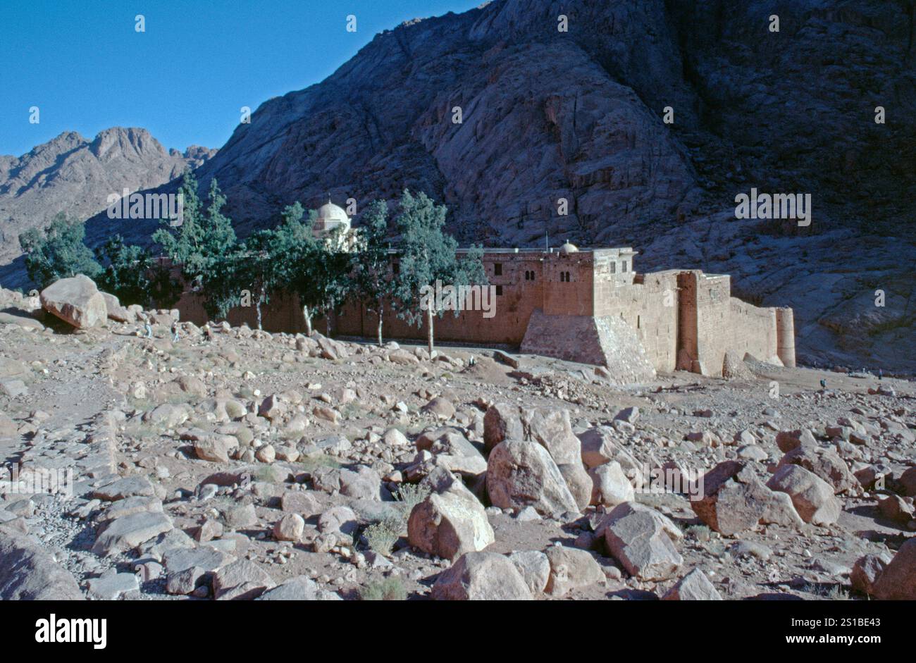 Granite wall surrounding monastery area, Saint Catherine's Monastery ...