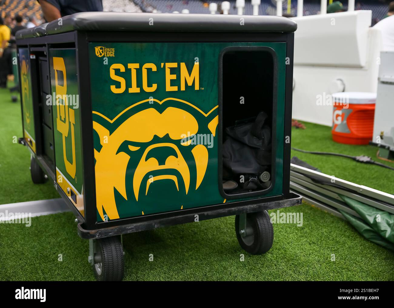 HOUSTON, TX - DECEMBER 31: Baylor Bears team trunk on the sidelines ...