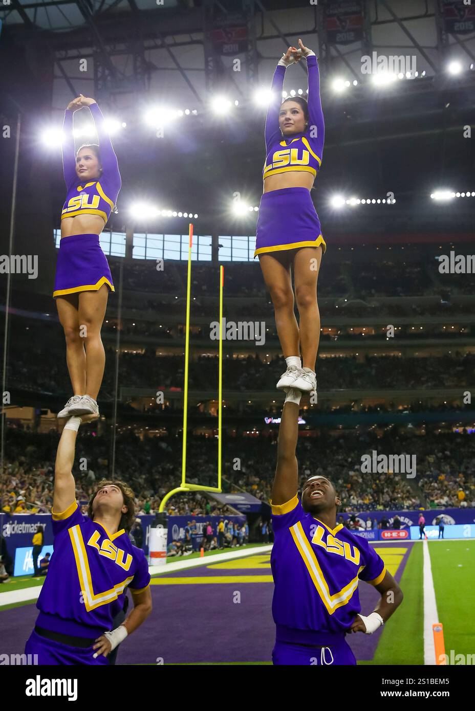 HOUSTON, TX - DECEMBER 31: LSU Tigers cheerleaders entertain fans in ...
