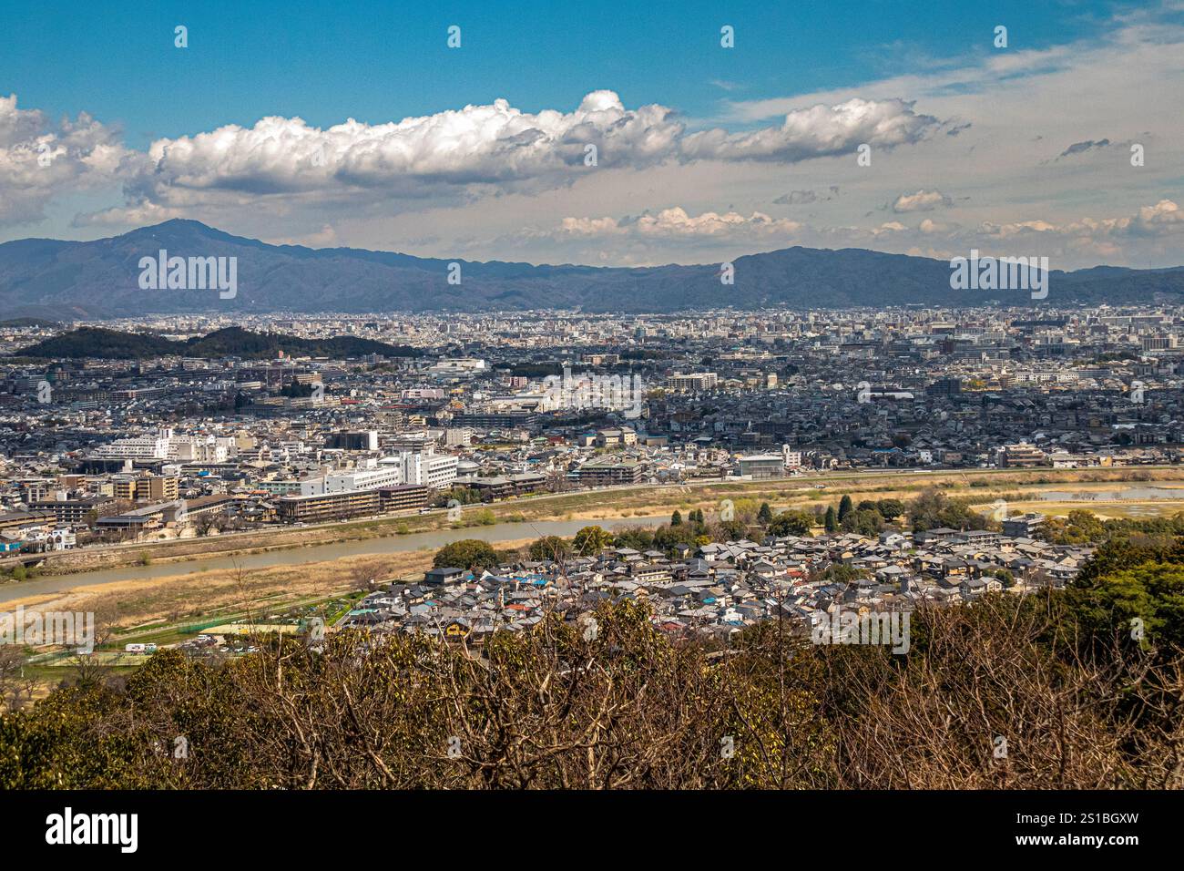View of Katsuragwa River and ⁨Kyoto⁩ from Iwatayama Monkey Park ...