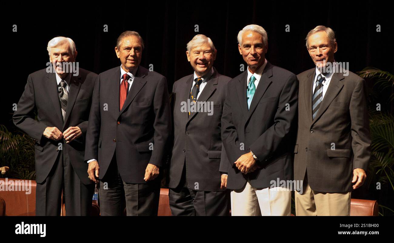 FILE - From left, former Florida Govs. Reubin Askew, 37th; Bob Martinez ...