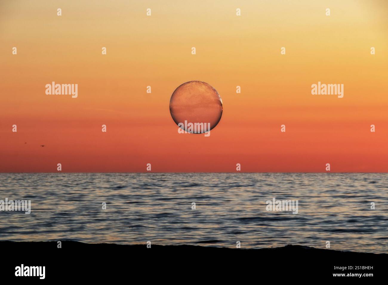 Giant bubble floats over Pacific Ocean, Los Angeles, California Stock ...