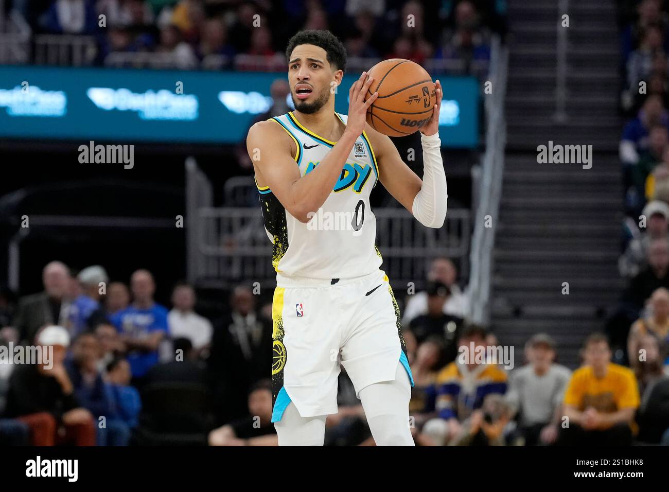 Indiana Pacers guard Tyrese Haliburton during an NBA basketball game ...