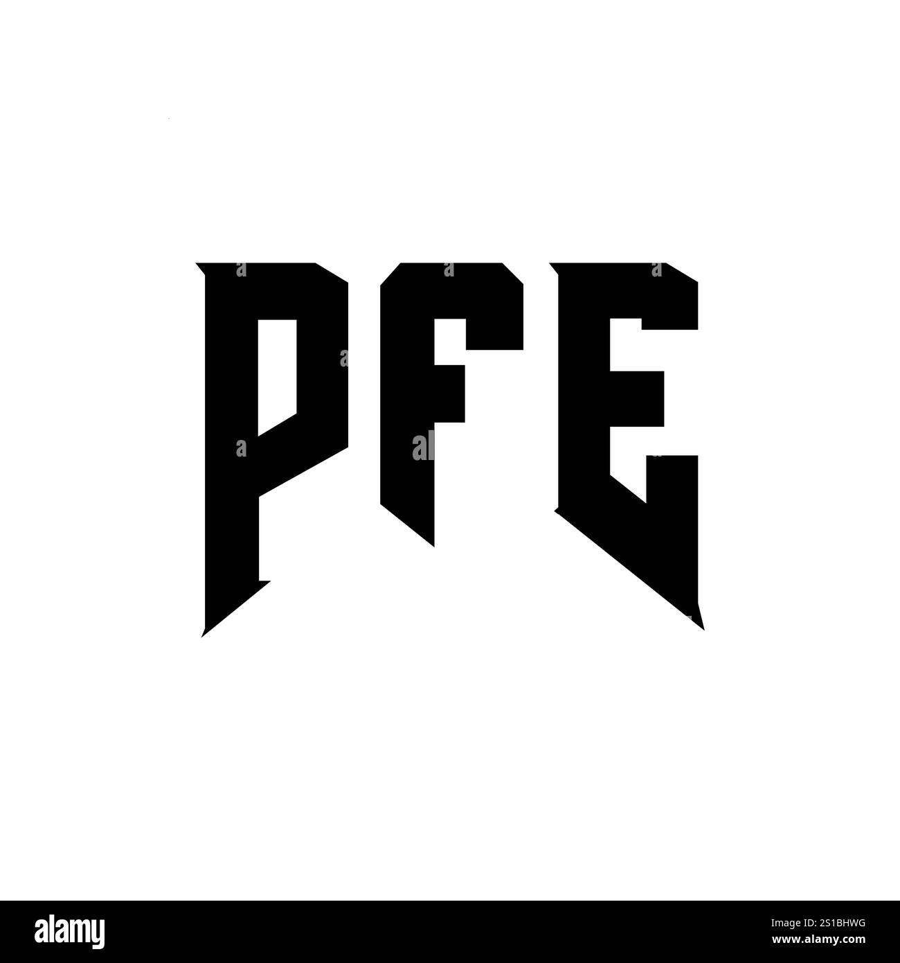 PFE letter logo design for technology company. PFE logo design black and white color combination ...