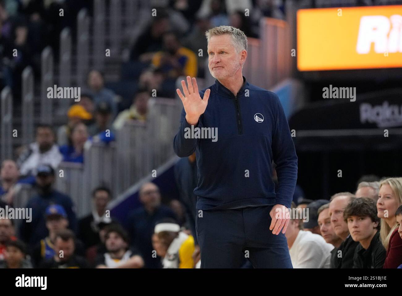 Golden State Warriors head coach Steve Kerr during an NBA basketball game against the Indiana ...